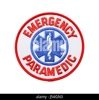 Runde Stoff Notfall Sanitäter Patch Isolated on White Background ...