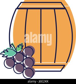 Weinfass mit Trauben Label-Vektor-Illustration isoliert auf weißem ...