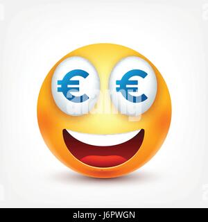 Geld Gesicht Smiley Vektor Symbol Symbol Emoticon auf weiß isoliert ...