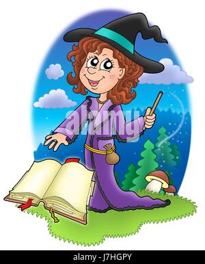 blauen Comic-Illustration Zauberer Magus Zauberer Charakter Illusion ...