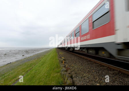 Zug auf Hindenburgdamm / Hindenburg Damm, Damm verbinden ...