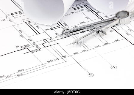 Teil der Bauplan Grundriss. technische Zeichnung Hintergrund Stockfoto ...