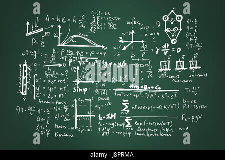 Eine Tafel voller mathematischer Formeln. Bildungskonzept Hintergrund ...
