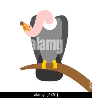 Geier auf Baum Zweig Vektor Illustration Cartoon Clipart Stock ...