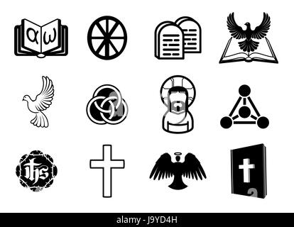 Eine Reihe von christlichen religiösen Zeichen und Symbole Stockfoto ...