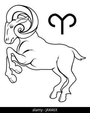 Abbildung der Widder Horoskop Astrologie Sternzeichen Widder Stockfoto ...