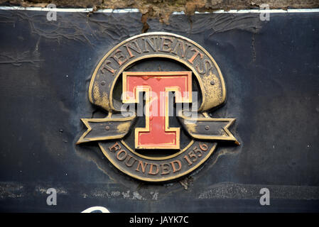 Tennents Lager Vintage Zeichen T Brauerei Bier Pub logo Stockfotografie ...