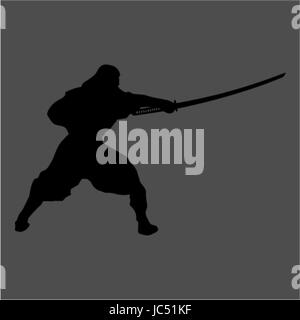Ninja Samurai Assassin Schatten Shinobi Silhouette Katana Schwert Waffe ...