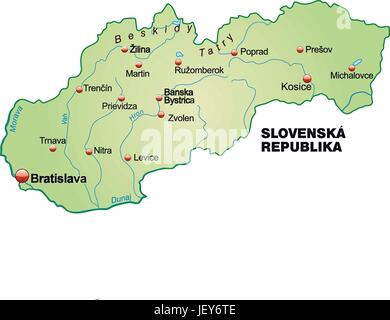 Karte der Slowakei als eine Übersichtskarte in grau Vektor Abbildung ...