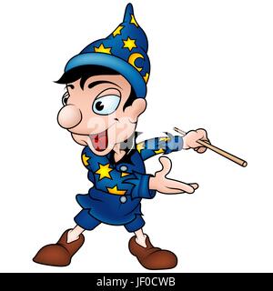 blauen Comic-Illustration Zauberer Magus Zauberer Charakter Illusion ...
