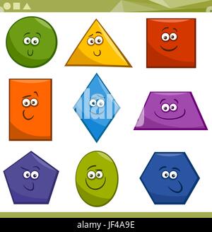 Bildung, Illustration, Quadrat, Kreis, Dreieck, Satz, Cartoon, Formen ...