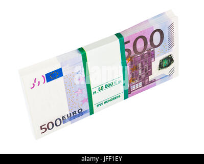 Bündel von 500 Euro-Scheine mit roter Schleife, Geschenk-Konzept. 3D ...