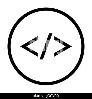 Computer Programmierung Symbol, iconic Symbol auf weißem Hintergrund ...