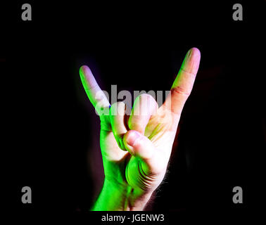 Rock und Roll oder Heavy Metal, Teufel Hörner. Handzeichen. Skizze ...