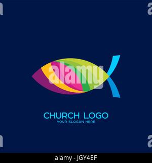 Logo der Kirche. Christliche Symbole. Fisch - ein Symbol für Jesus ...