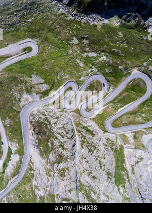Alpine Pass Route Gotthardpass Tremola, alte Route Tal Stockfotografie ...