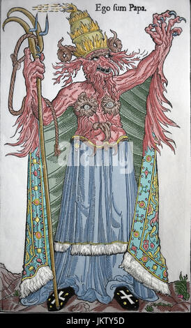 Anti-katholischen Karikatur von Papst Alexander VI., Darstellung des ...