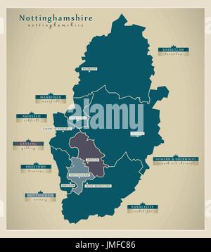 Broxtowe District map - England UK Stock-Vektorgrafik - Alamy