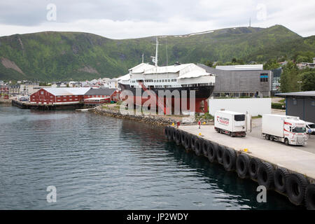 Port-Gebäude in Stokmarknes, Kommune Hadsel, Hadseloya Island, Nordland ...