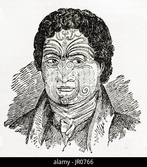 Neuseeland. Moko-Gesicht-Tattoos sind eine visuelle Sprache, die den ...
