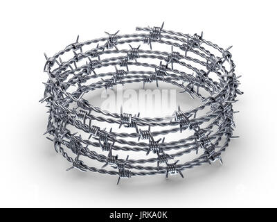 Stacheldraht-Kranz auf weißem Hintergrund. 3D Illustration ...