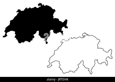 Schweiz Karte Vektor-illustration, kritzeln Skizze Schweiz Stock ...