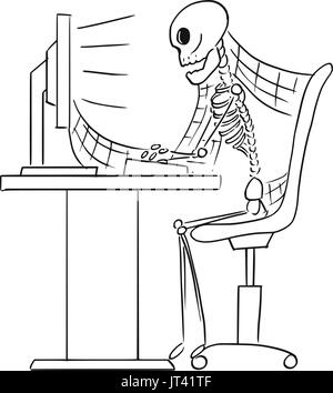 Cartoon-Vektor-Illustration von vergessenen menschlichen Skelett tot ...
