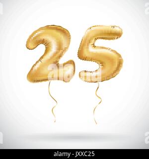 Goldene Farbe Nr. 25 mit Word jahre Symbol auf weißem Hintergrund mit ...
