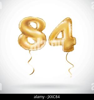 Goldene Zahl 84 (84 Jahre) auf weißem Hintergrund mit Muster zentangle ...