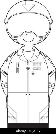 Cute Cartoon Militär Luftwaffe Pilot Vector Illustration Stock ...