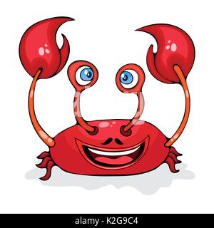 Krabbe Hand zeichnen, Zeichentrickfigur, Vector Illustration, Karikatur ...