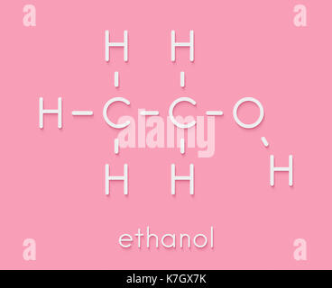 Alkohol (Ethanol, Ethylalkohol) Molekül, chemische Struktur ...