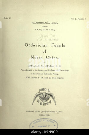 . Ordovizium Fossilien von North China. Paläontologie, Paläontologie ...