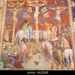 Renaissance Fresko mit der Darstellung der Kreuzigung Jesu Christi in der Collegiata von San ...