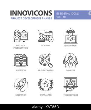 Projekt Phasen der Entwicklung - Moderne für Vektorgrafik Design Icons einstellen. Vertrag ...