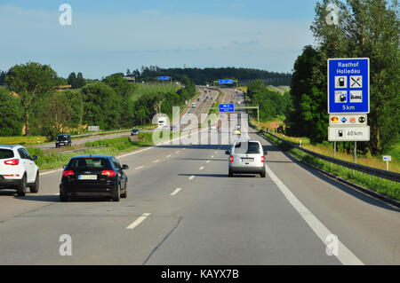 Deutschland, A9, Zeichen, Wegweiser, Autobahn, Straße, Straßenschild ...