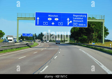 Deutschland, A9, Zeichen, Wegweiser, Autobahn, Straße, Straßenschild ...