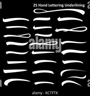 Unterstreichen. set Beschriftung Linien auf weißem Hintergrund. Tinte ...