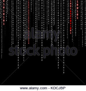 Binär-Code auf einem schwarzen Hintergrund. Algorithmus ...