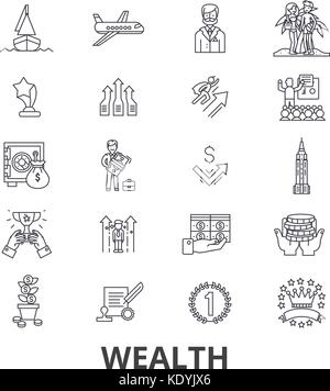 Lineare Symbole für Reichtum festgelegt. Wohlstand, Wohlstand, Reichtum ...