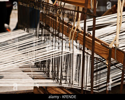Detail einer mittelalterlichen oder Teppich Webstuhl Webmaschine Stockfotografie - Alamy