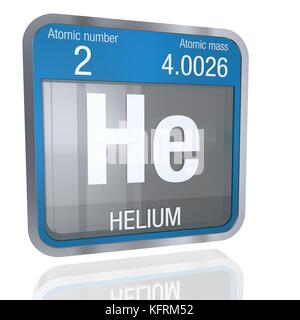 Helium Er chemische Element. Helium Schild mit der Ordnungszahl ...