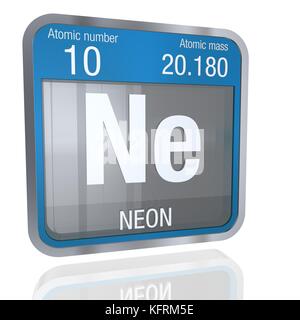 Neon chemische Element Periodensystem Wissenschaft Symbol Stockfoto ...