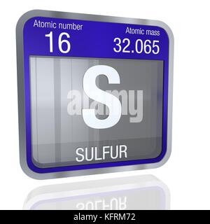 Schwefel S chemische Element. Schwefel Schild mit der Ordnungszahl ...