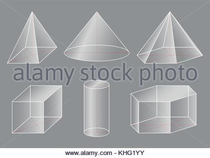 Solide 3d-Formen: Zylinder, Würfel, Prisma, Kugel, Pyramide ...