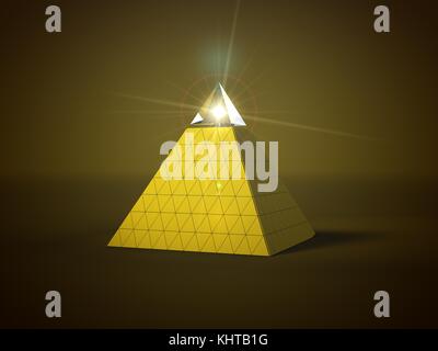 Pyramide mit Glas Teil oben und Licht Strahl in Glas teil. Geeignet für ...