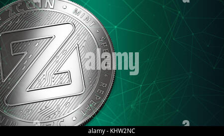 Makroaufnahme von Silver Zcoin (XZC) und Kopierbereich rechts, wo Sie ...