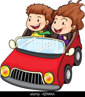 Mann und Frau in der Auto-Familie pop Art Comic Retro-Stil Halbton ...