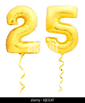 Goldene Farbe Nr. 25 mit Word jahre Symbol auf weißem Hintergrund mit ...