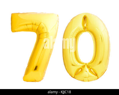 Goldene Farbe Nummer 70 mit Word-Jahre-Symbol auf weißem Hintergrund ...